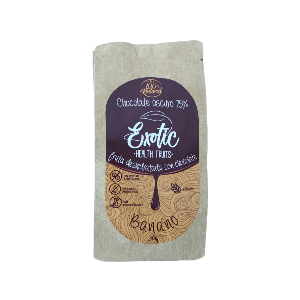 Frutas Deshidratadas Cubiertas de Chocolate al 75% Cacao Banano - Cacaote