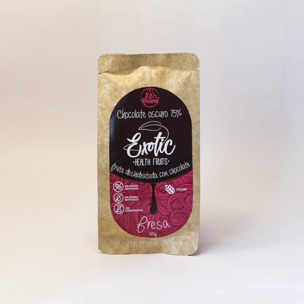 Fruta Deshidratada Cubierta de Chocolate al 75% Cacao Fresa - Cacaote